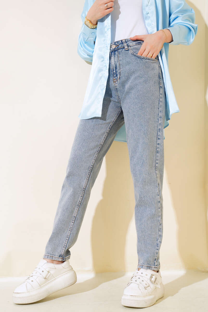 Dar Leg Mom Jean Denim Pants Tintli